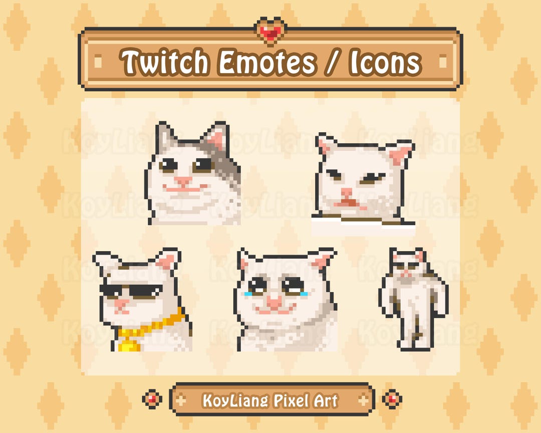 Cat Meme Emotes Pack for Twitch Streamer - Funny Channel Point Icons ...