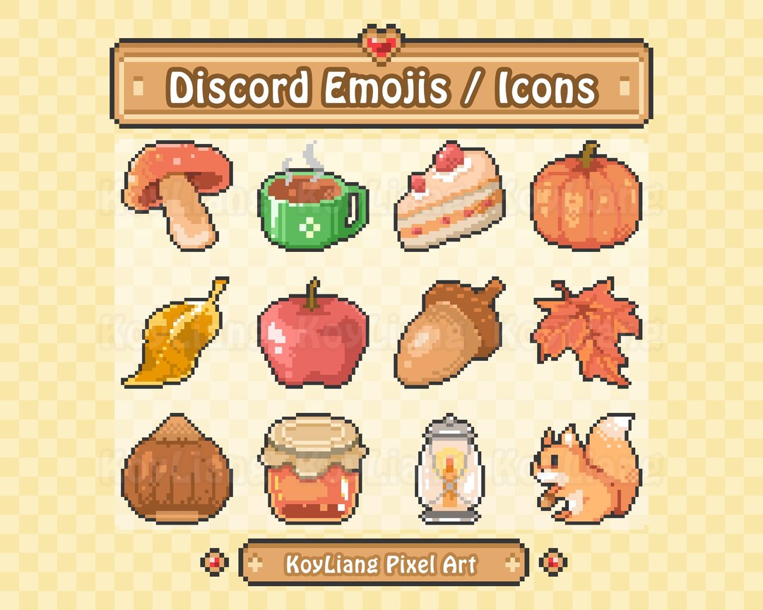 Discord Stickers Pack for Fall Season, Cute Pixel Role Icons, Discord ...