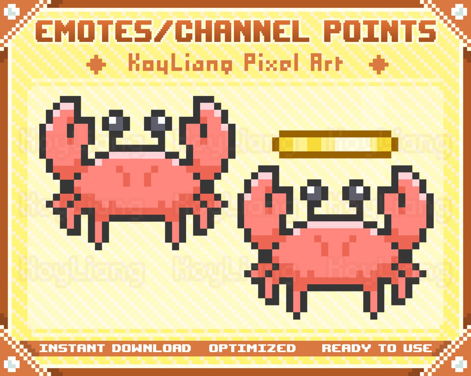 Holy Crab Emotes for Surprise or Shocking Expression in Cute 8bit Style ...