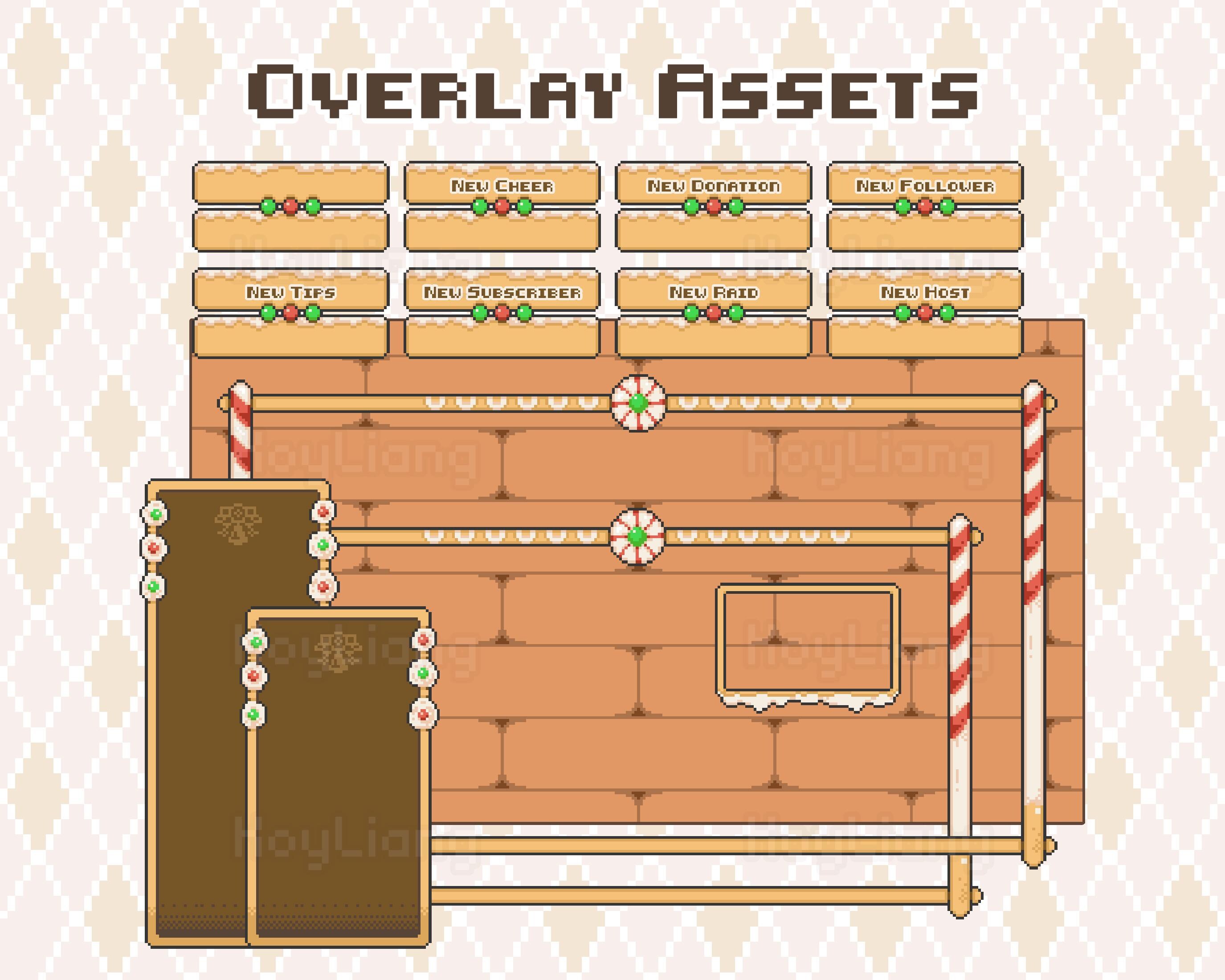 Cute Christmas Stream Overlays: Pixel Gingerbread House - Etsy