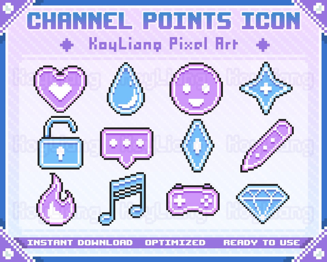 8bit Pixel Twitch Channel Points Icon, Blue & Purple (PNG Digital ...