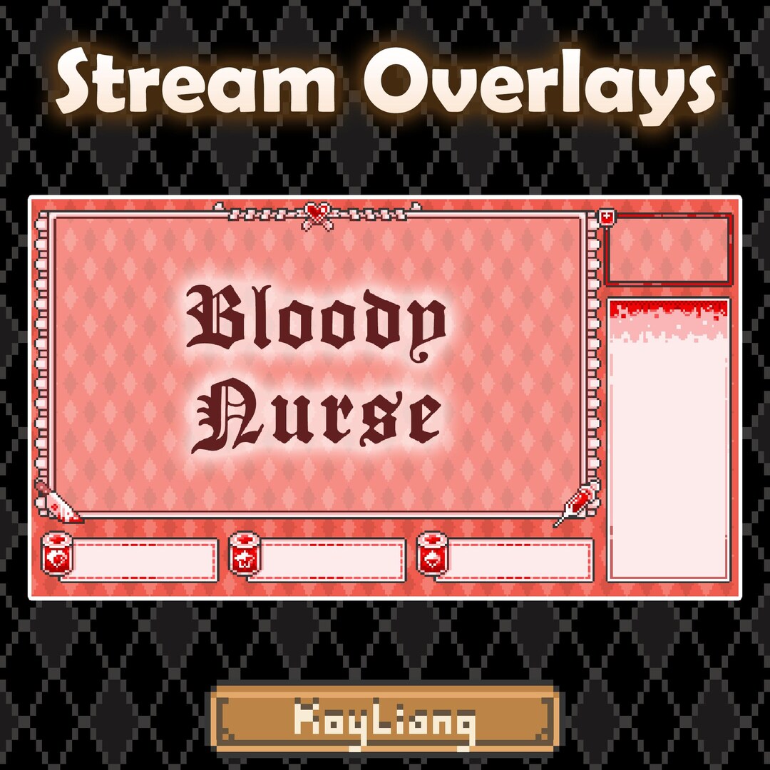 Bloody Nurse Stream Overlays, Gothic and Spooky Twitch Overlay, Horror ...