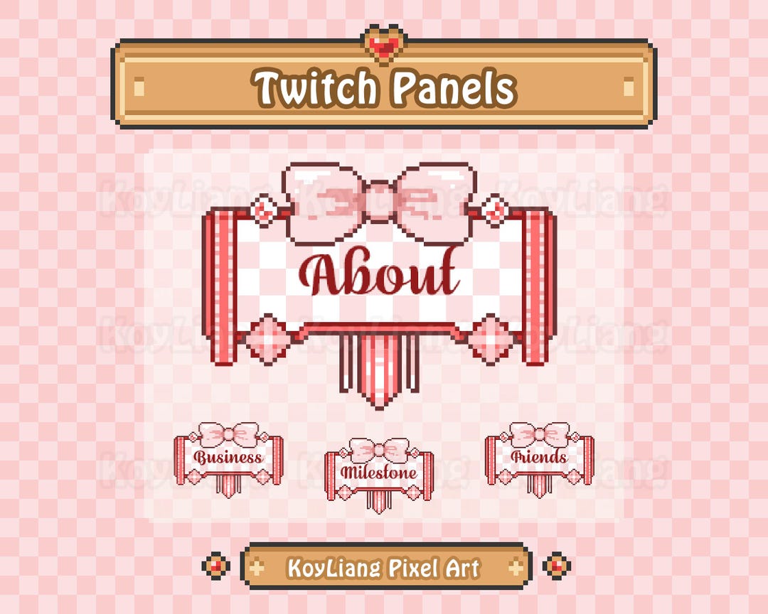 Pixel Pink Lolita Twitch Panels - Custom Stream Panel & Buttons for ...