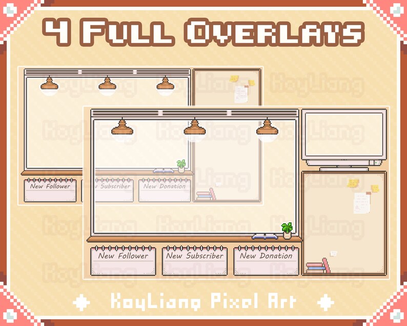 Twitch Overlay in Retro Pixel Style Cozy Stream Layout Bundle - Etsy