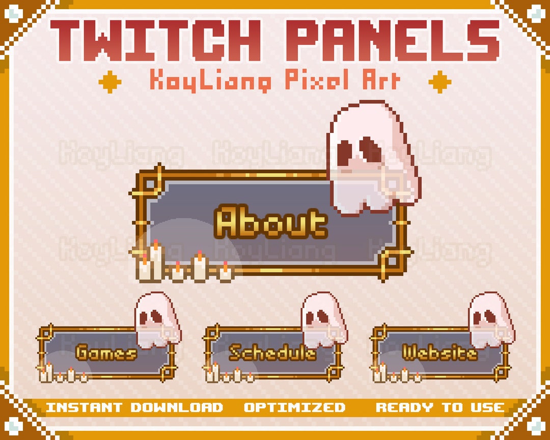 Twitch Ghost Panel in Cute Pixel Style for Channel Profile ...
