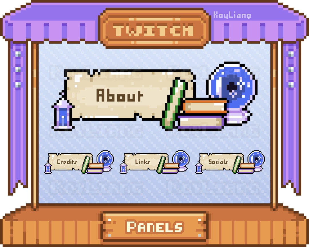 Pixel Twitch Panels Bundle Witchy Design Stream Graphics, Cute Streamer ...