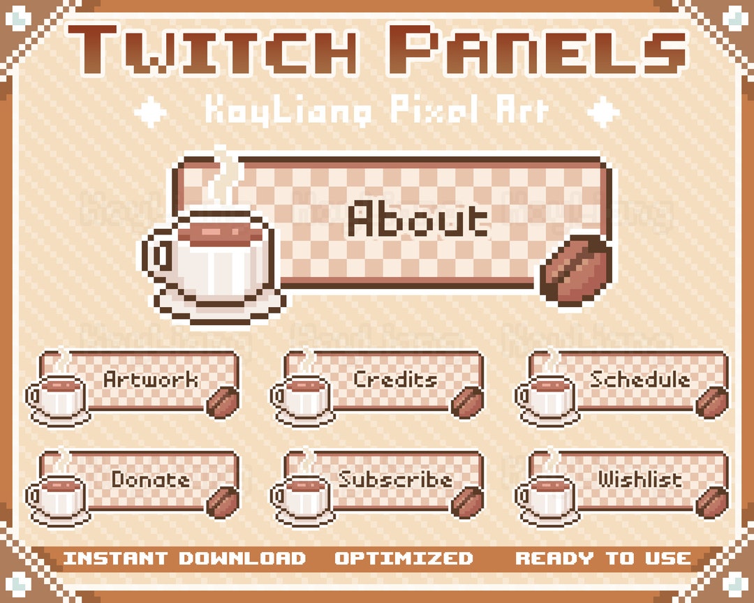Twitch Panels With Pixel Coffee, Cute Cafe Theme Panels - Etsy
