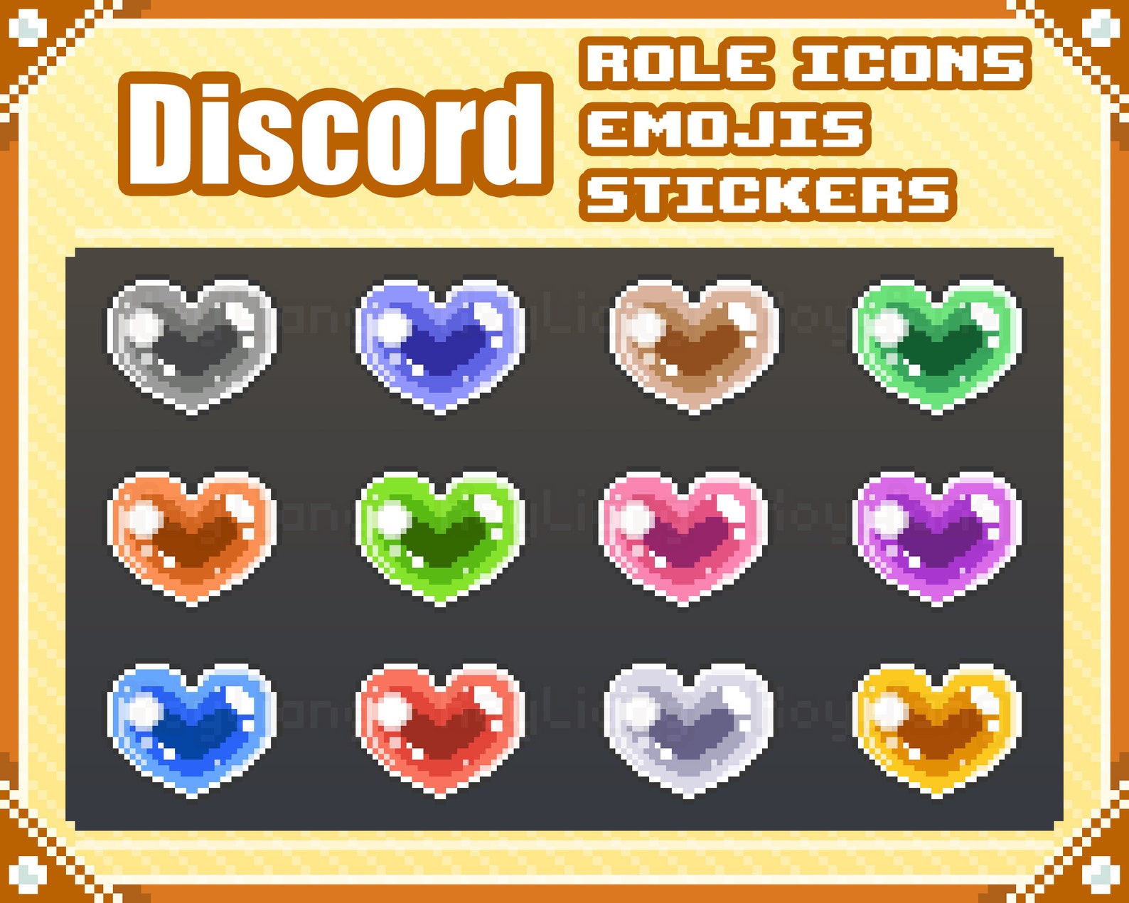 Discord Role Icons in 8-bit Design Cute Crystal Hearts Emoji - Etsy