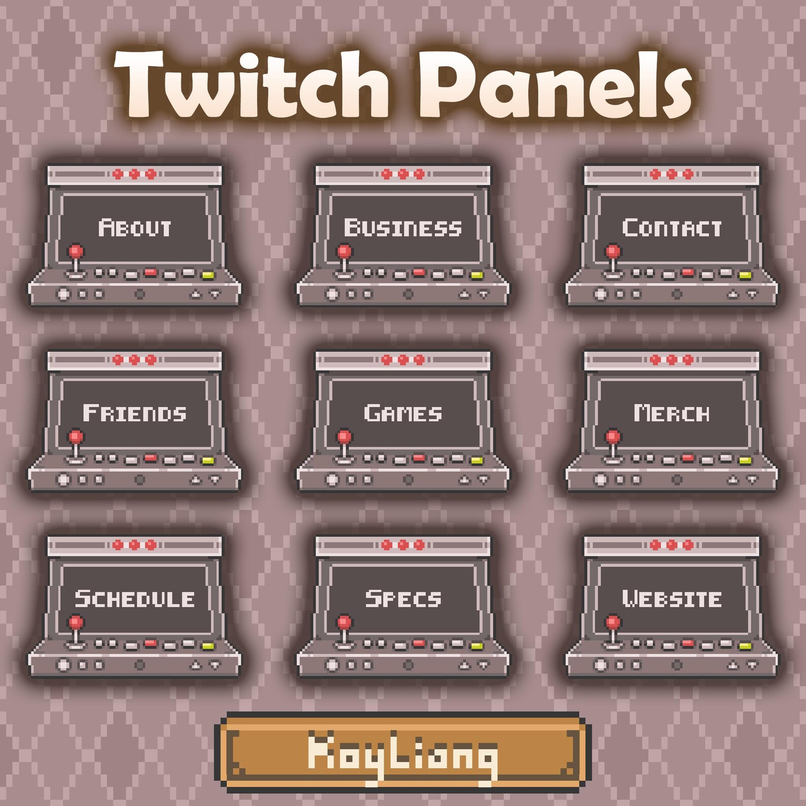Twitch Panels Pack: Arcade Game Machine, Retro Pixel Art - Etsy