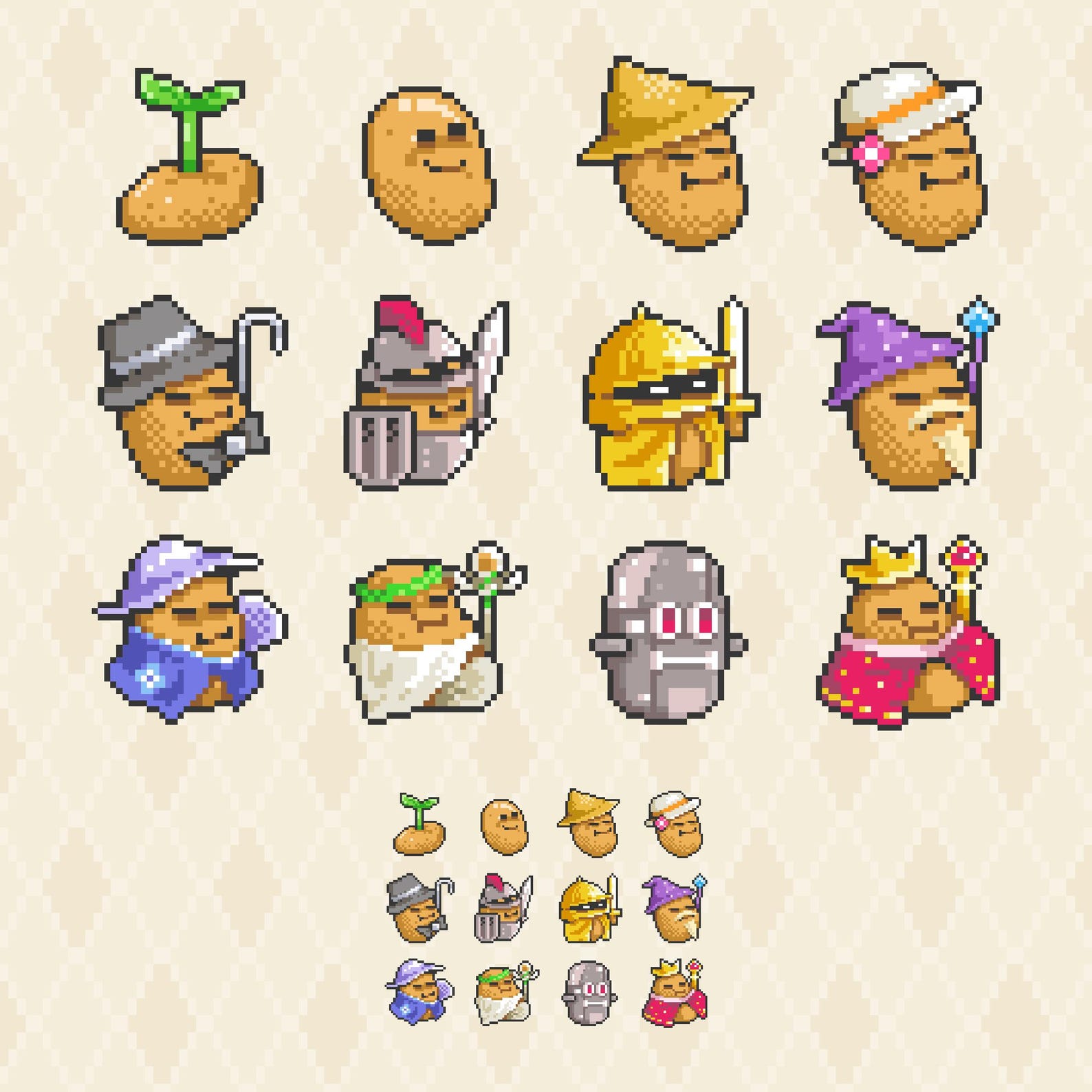 Potato Role Icons: 8 Bit Pixel Art, Discord Emotes Pack - Etsy Canada