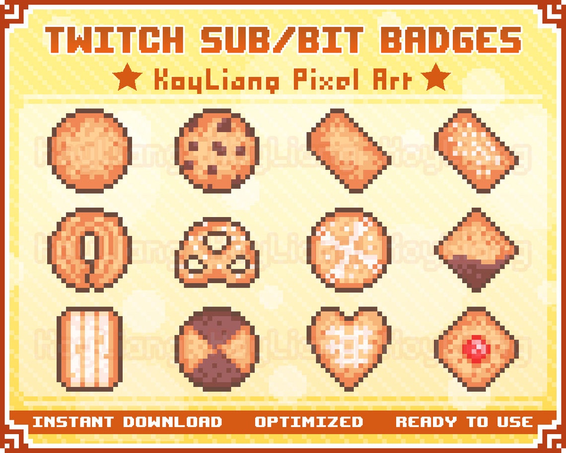 Cute Pixel Sub Badges or Bits Tier Badges for Twitch - Etsy