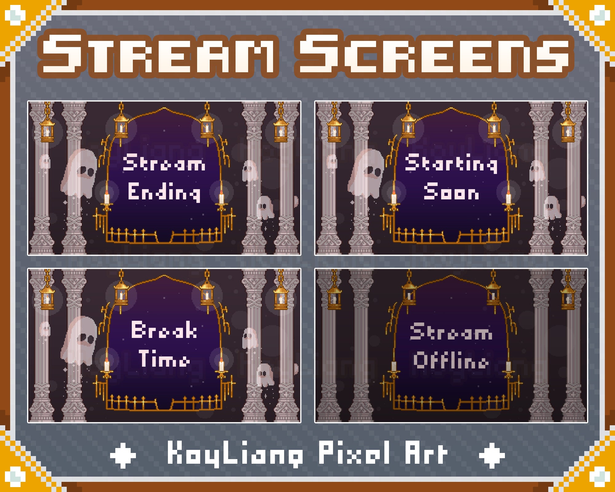 Animated Twitch Screens With Spooky Ghost Cute Pixel Art - Etsy