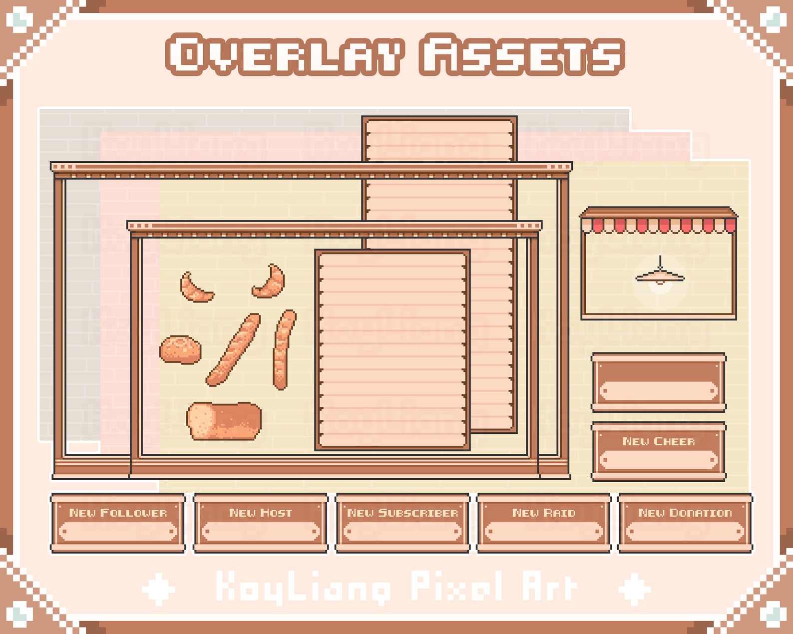 Twitch Overlay Package With Bakery Shop Theme Cute Pixel Art, Stream ...