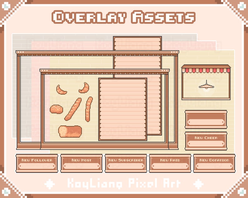 Pixel Art Bakery Twitch Overlay Package: Stream Layout & Assets - Etsy