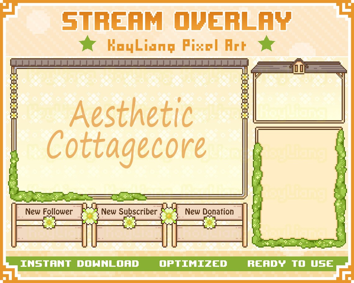 Aesthetic Cottagecore Overlays for Twitch Streaming in Cute - Etsy
