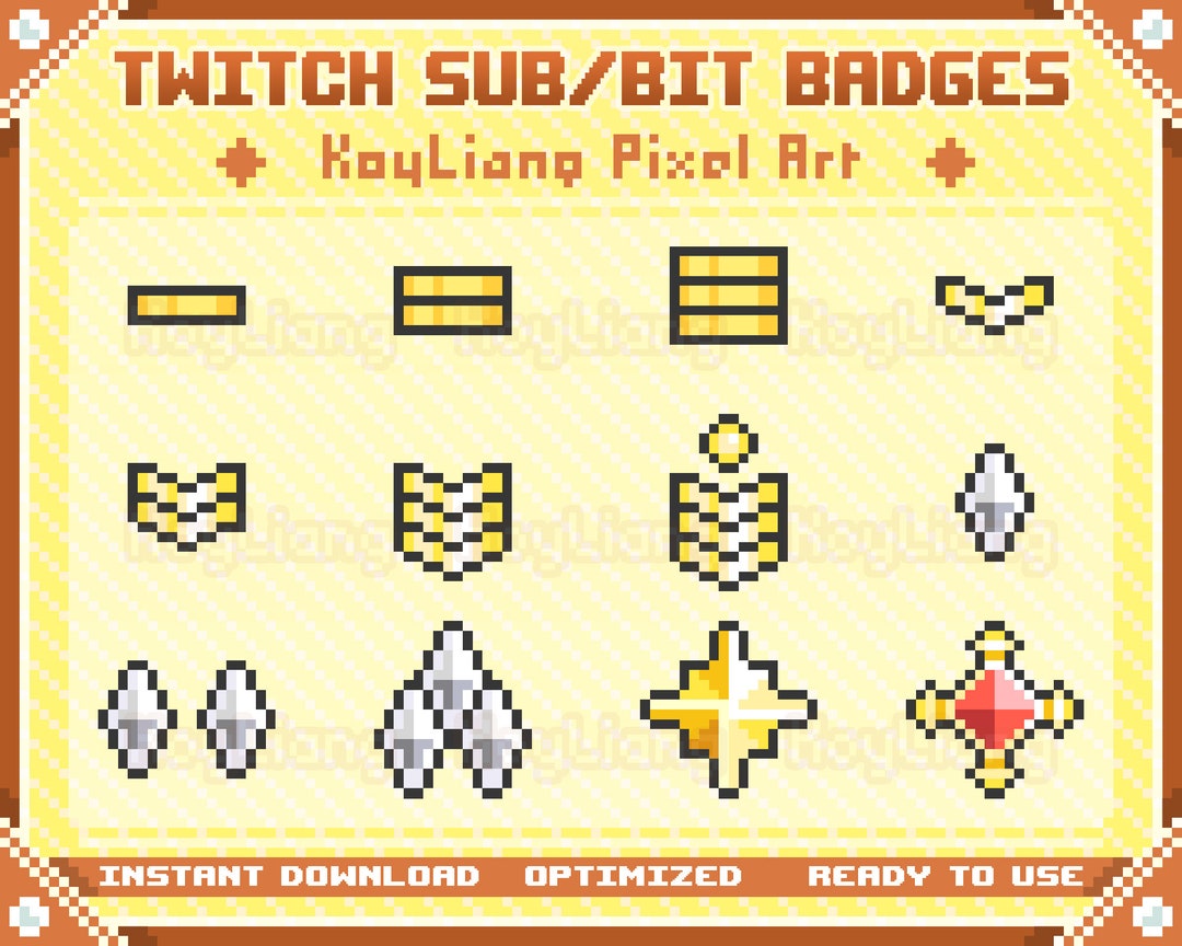 Pixel Twitch Sub Badges and Bits Tier Badges Army Ranks and - Etsy