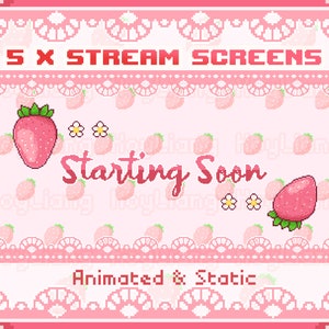 Twitch Stream Package With Cute Pixel Strawberry - Animated Streamer ...