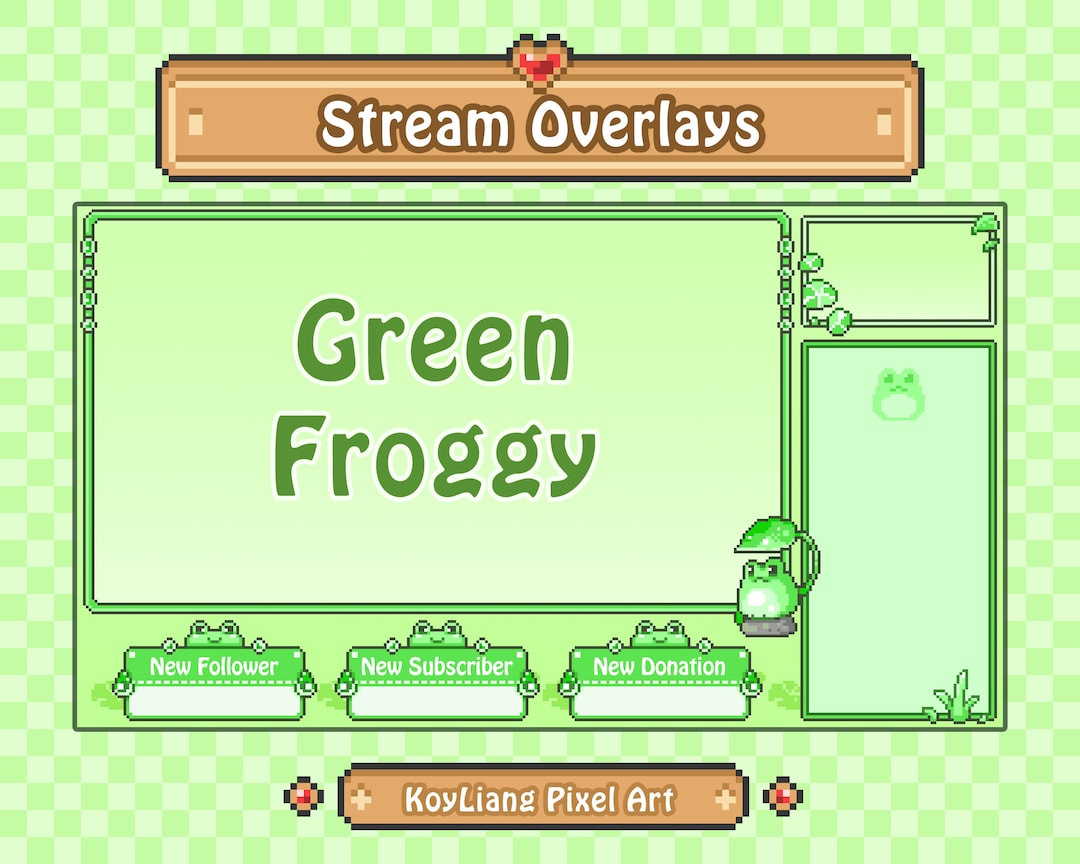 Cute Froggy Overlays for Twitch Streaming, Pixel Style Stream Overlay ...