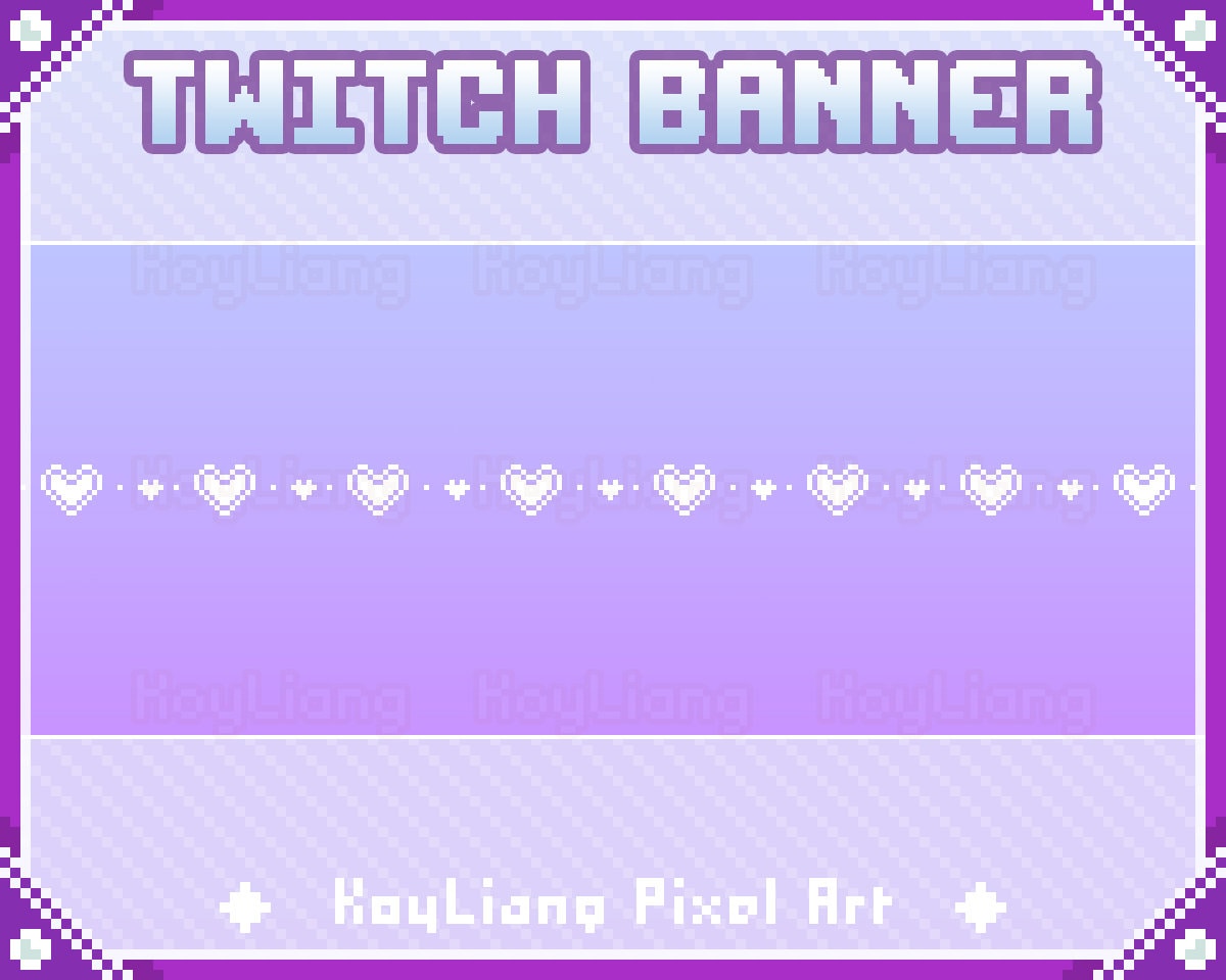 Cute 8 Bit Pixel Style Twitch Banner in Aesthetic Purplish - Etsy