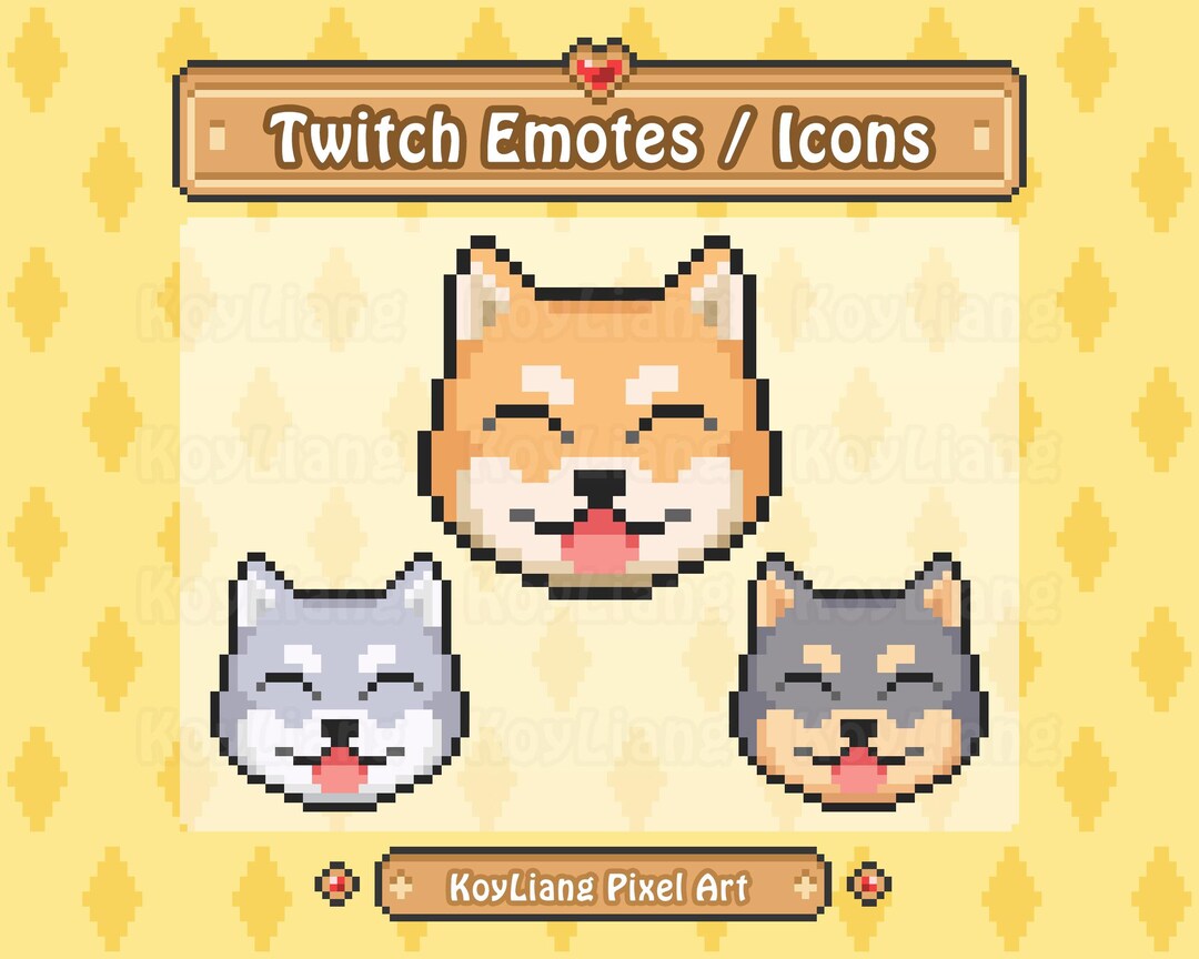 Cute Dog Pixel Emotes, Puppy Twitch Channel Icons - Etsy
