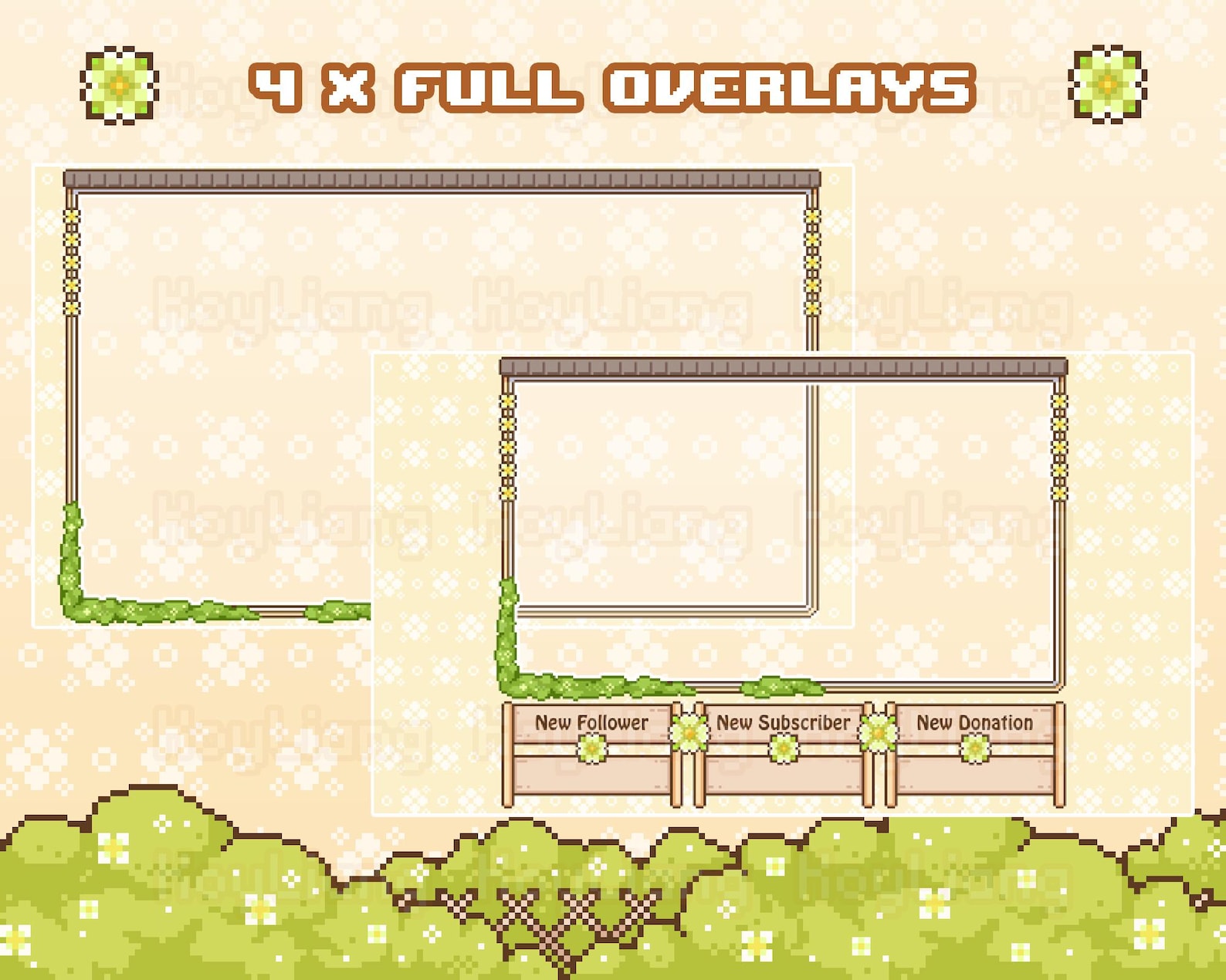 Cottagecore Twitch Bundle: Pixel Art Overlays & Panels, Cozy Natural ...