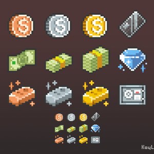Twitch Sub Badges & Bits Tier Badges Cute Pixel Art, Money Symbols ...