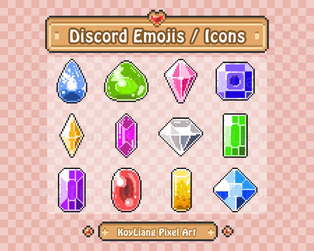 Crystal Emojis and Stickers in Pixel Art Style for Discord Server ...