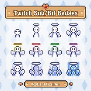Angel Sub Badges Bundle Download, Cute Pixel Bit Badges Pack, Retro ...