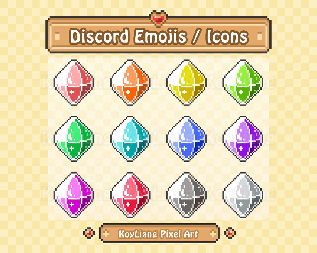 Pixel Crystal Discord Icons: Gemstone Emotes Pack - Etsy
