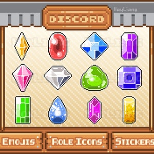 Crystal Emojis and Stickers in Pixel Art Style for Discord Server ...