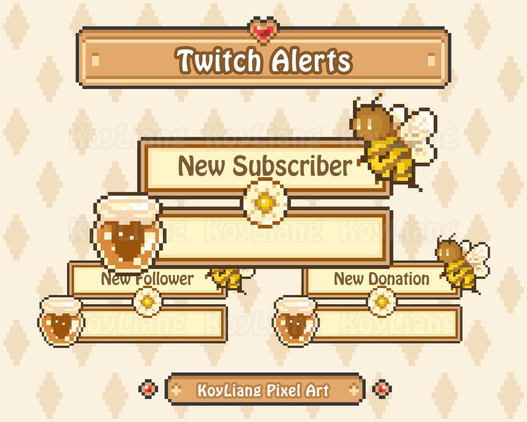 Cute Little Bee Twitch Alerts Pack - New Follower and Subscriber, Pop ...