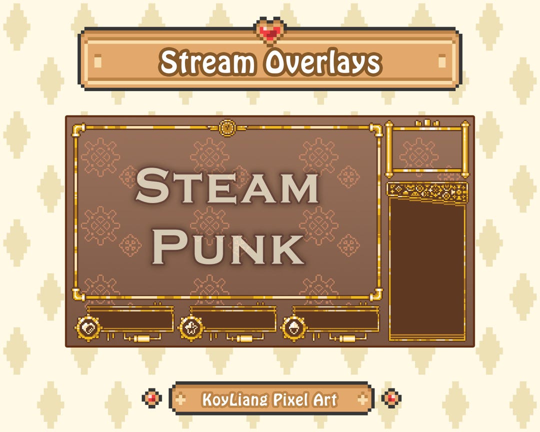 Steampunk Twitch Overlays Package - Streaming Screen Decoration, Retro ...