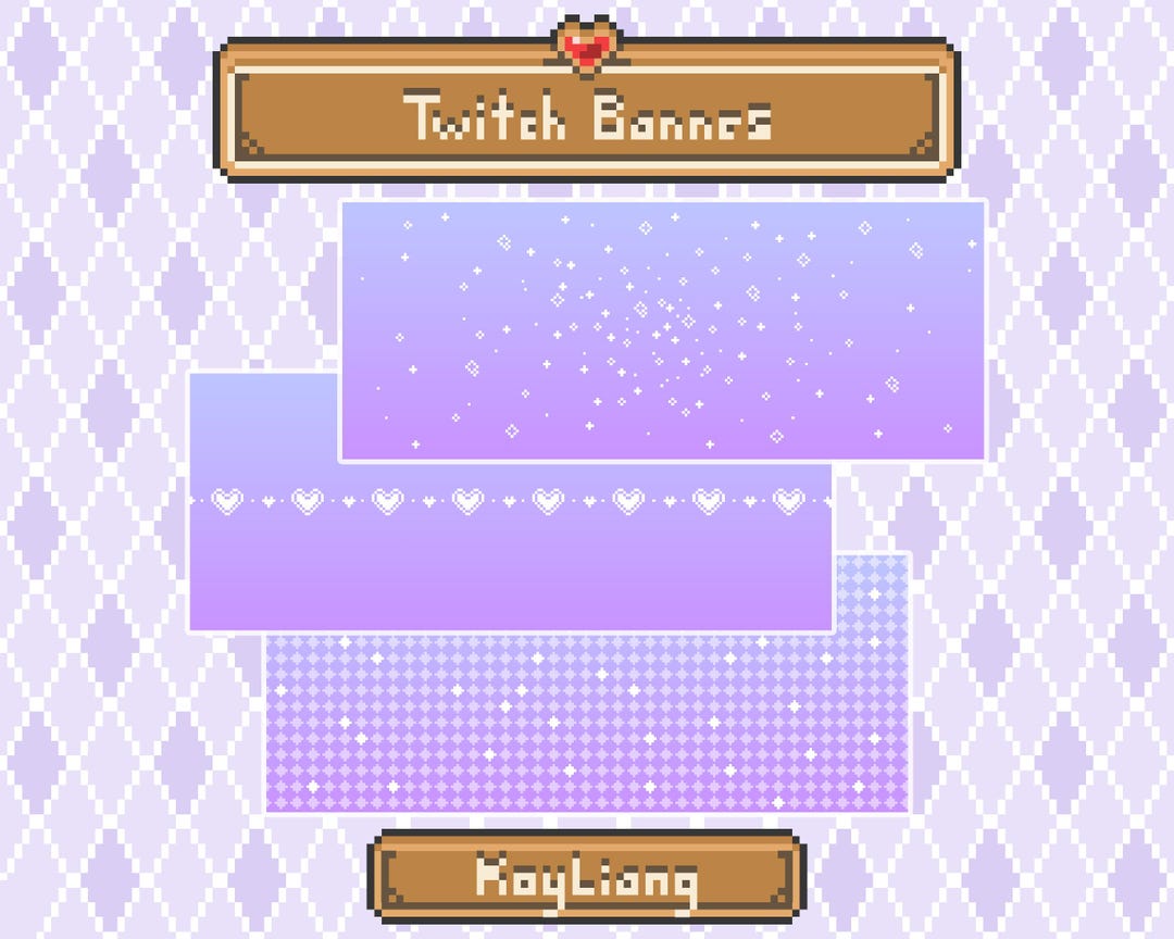 Cute 8 Bit Pixel Style Twitch Banners - Aesthetic Purplish Blue Color ...