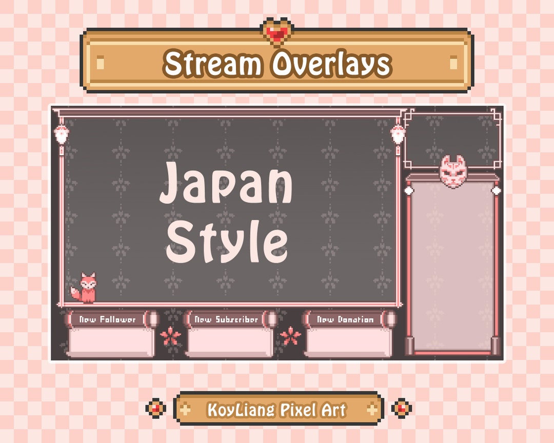 Japan Style Overlays Package, Twitch Channel Customization, Pixel ...