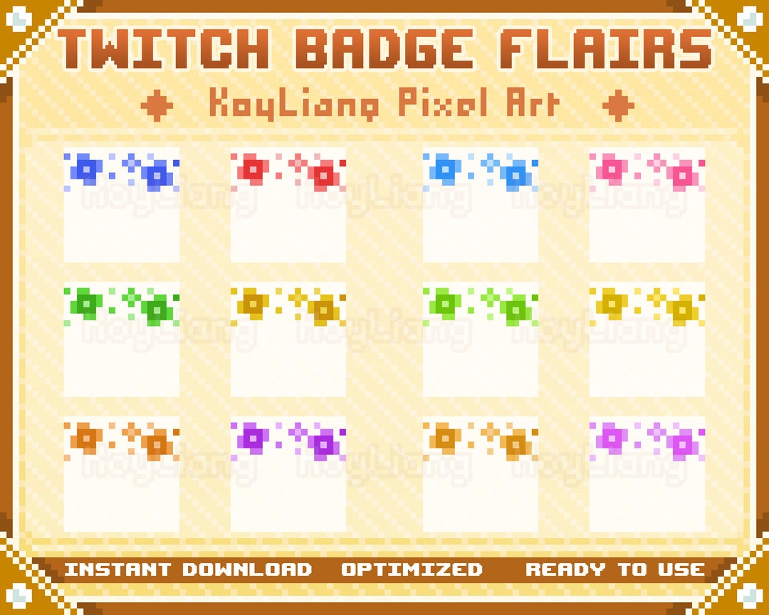 Twitch Flair Badges With Sparkling Pixel Flower, Subscriber Tier 2 and ...