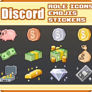 Discord Role Icons in Pixel Art Style, Cute Emoji Package, Money Icons ...