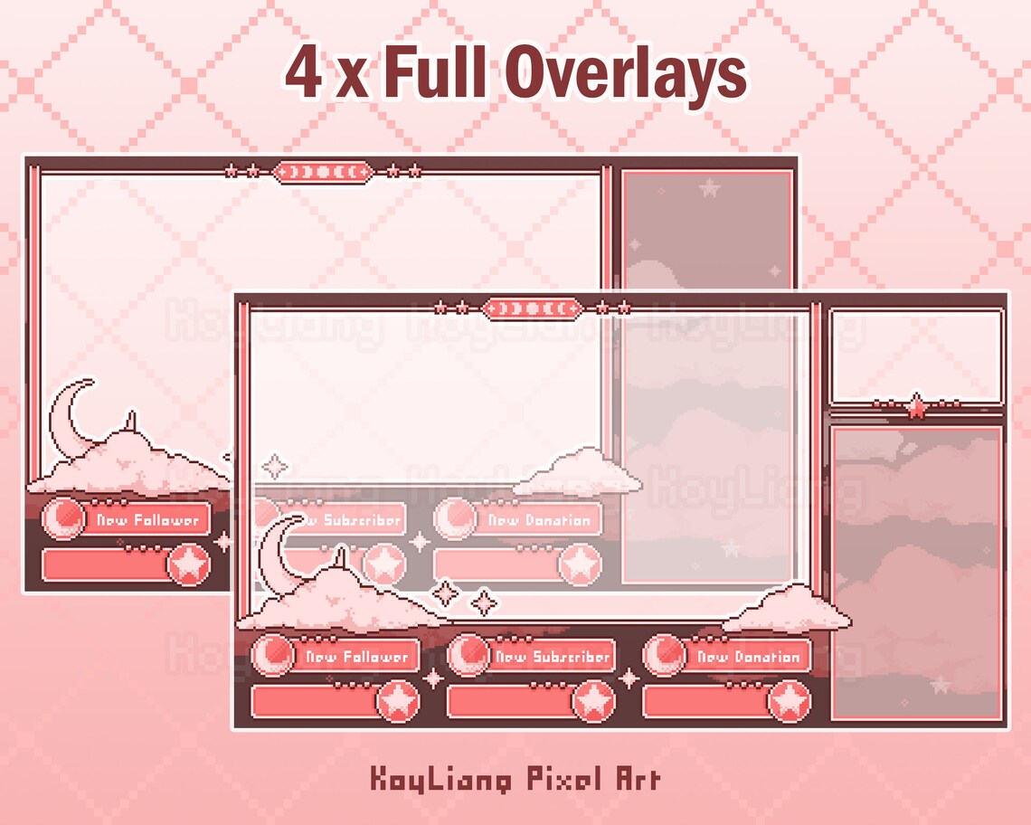 Pink Celestial Twitch Overlays: Pixel Art Stream Graphics - Etsy
