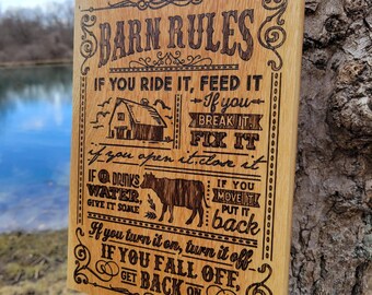 Barn Rules Sign - Etsy