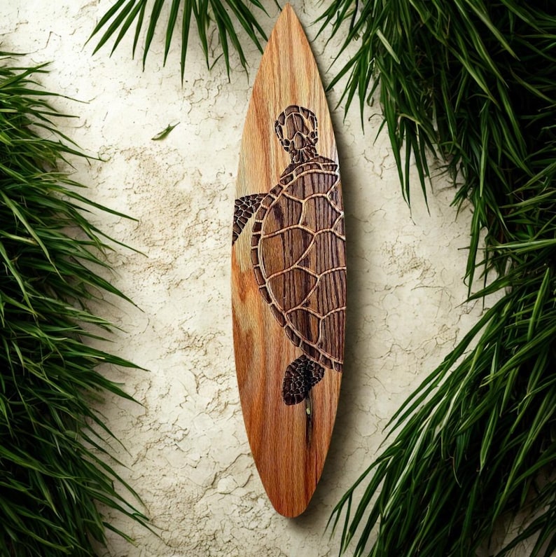 Sea Turtle, Surfboard, Wall Art, Ocean Decor, Turtle, Wall Art, Boho ...