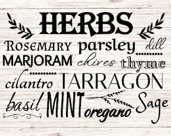 Fresh Herbs SVG File, Herbs SVG, Cricut Cut File, Home Cut File, Vinyl ...