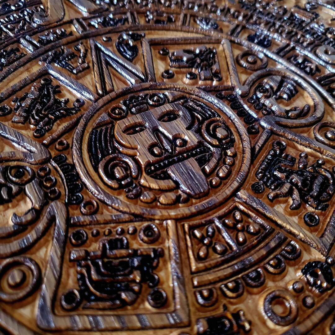 Aztec Calendar, Oak, Carved Aztec Calendar, Aztec, Mayan, Mexico ...