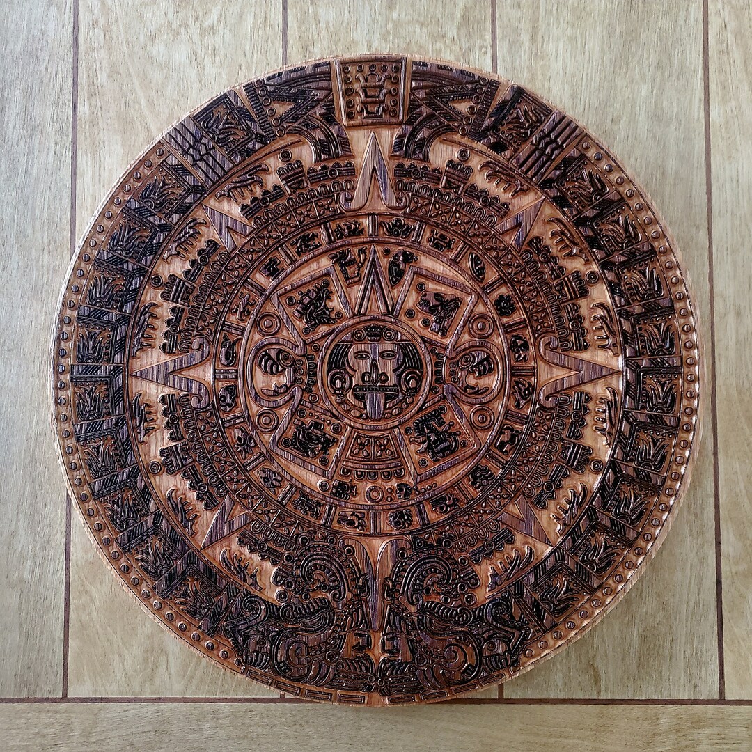 Aztec Calendar, Oak, Carved Aztec Calendar, Aztec, Mayan, Mexico ...