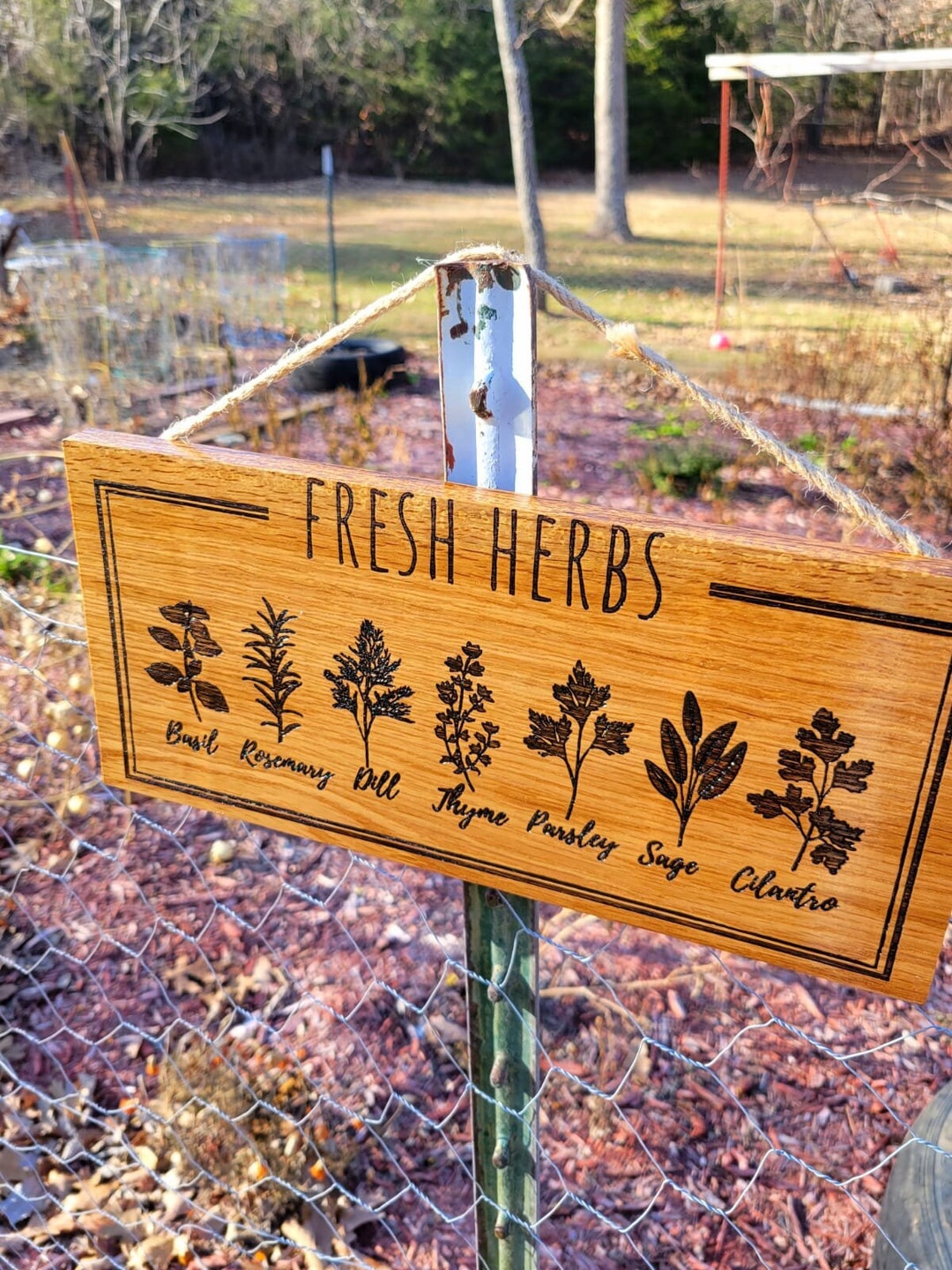 Fresh Herbs, Oak Wood, Garden Sign, Garden Décor, Kitchen Sign, Herb ...