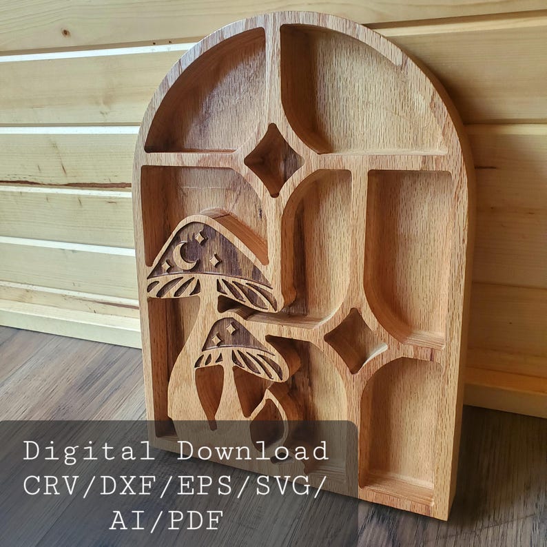 Crystal Shelf, Cnc File, Mushrooms, Crv,Dxf,Ai,Pdf,Eps,Svg, Mushroom ...