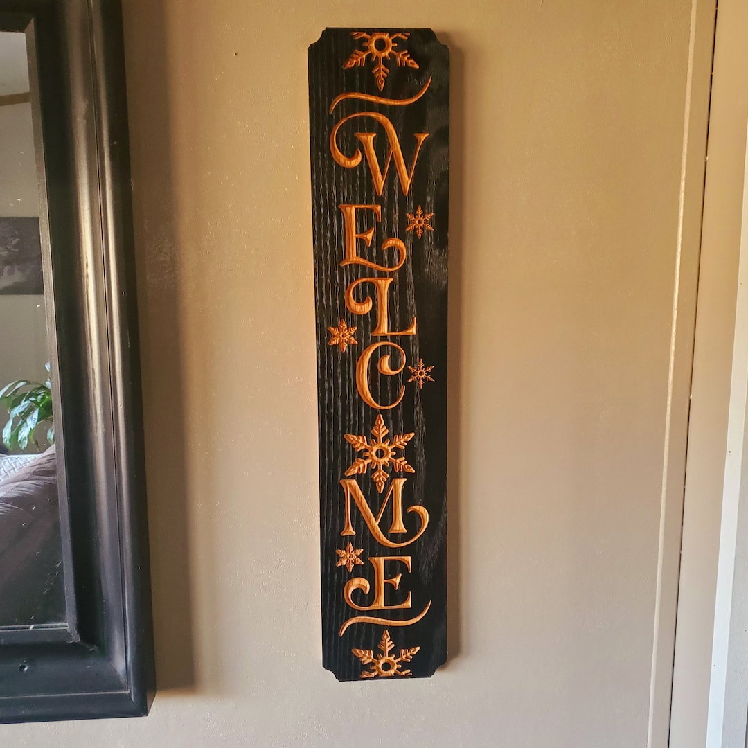 Christmas WELCOME Sign, Porch Sign, Standing Welcome Sign, Snowflakes ...