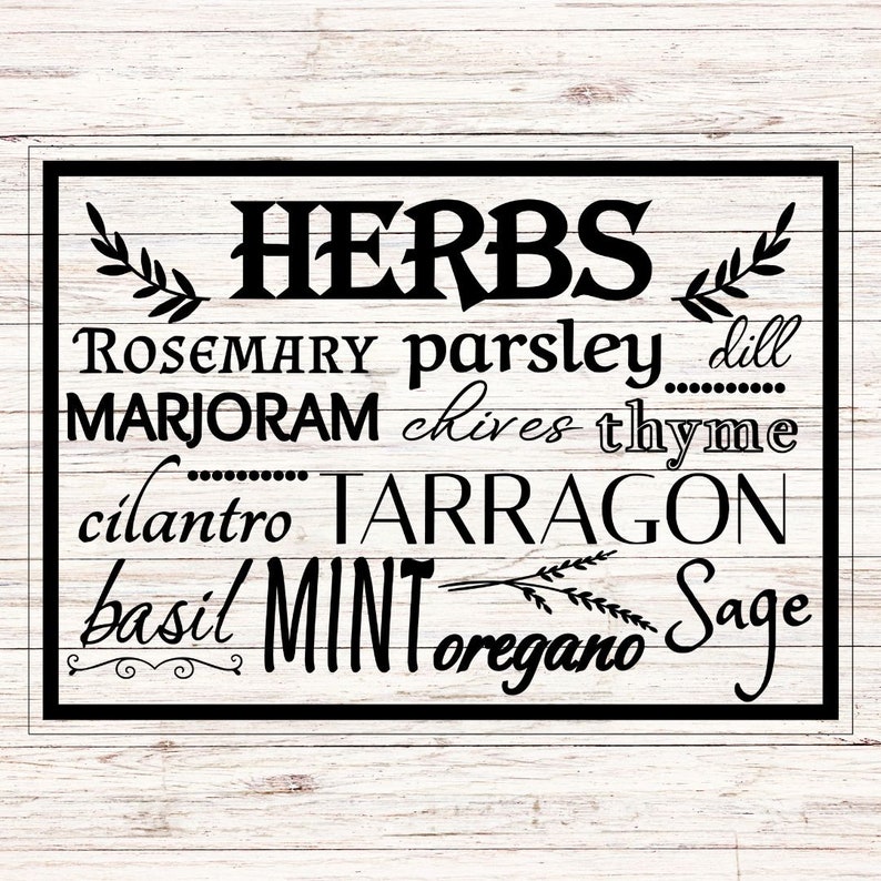 Herbs Svg, Herbs, Herbs Sign, Laser ,engrave, Kitchen Svg, Digital ...