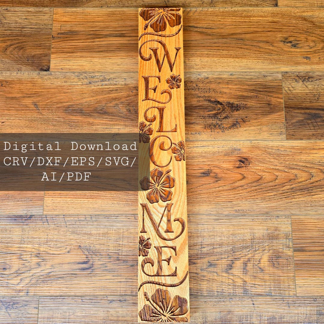 Welcome Svg, Hibiscus Svg, CNC File, Crv,dxf,ai,pdf,eps,svg, Digital ...
