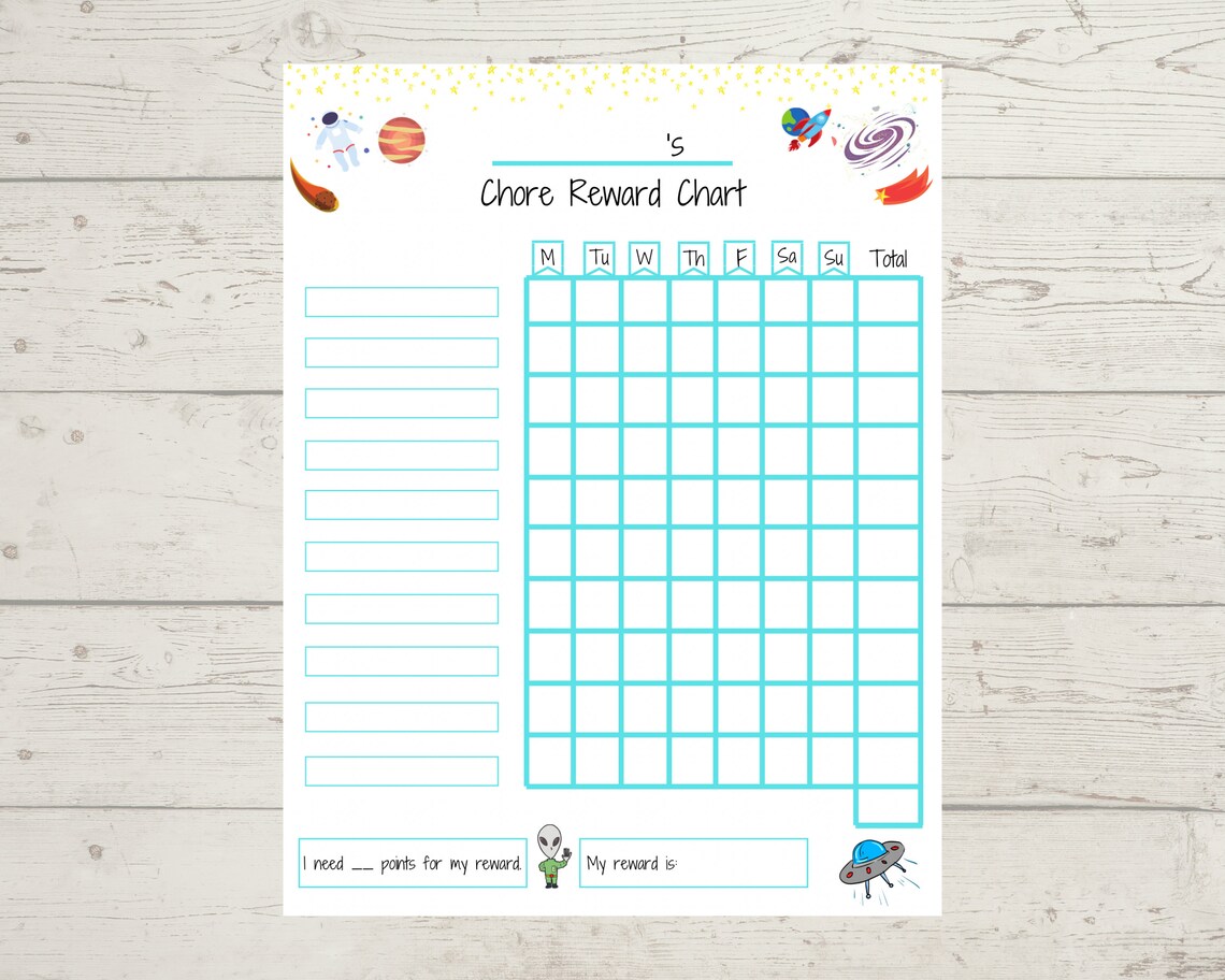 Space Themed Chore Reward Chart - Etsy