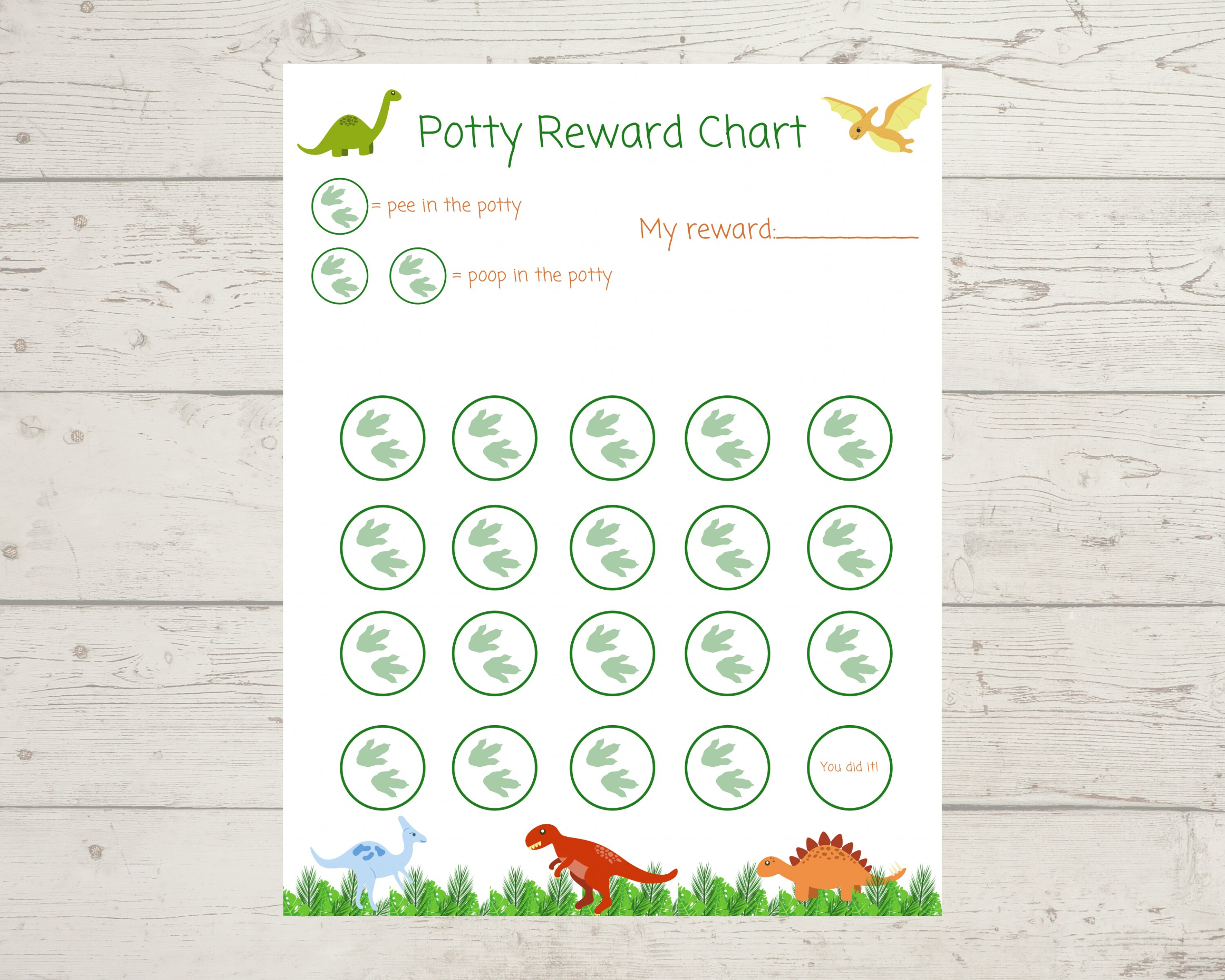 Dinosaur Potty Training Reward Chart - Etsy 日本
