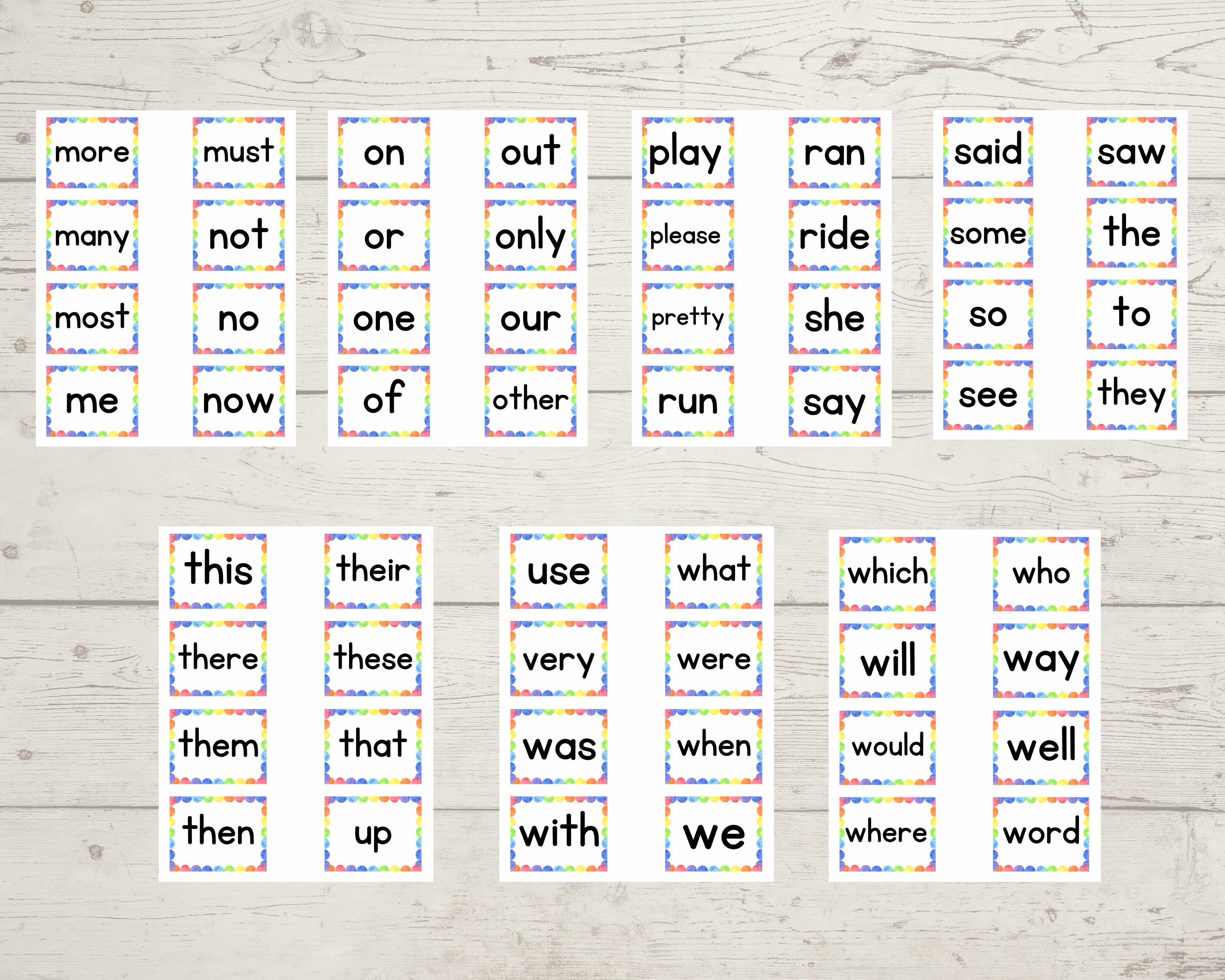 Sight Words Flashcard Bundle-100 Sight Words - Etsy